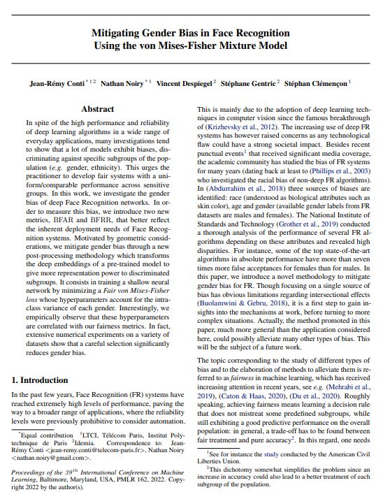 Mitigating Gender Bias in Face Recognition using the von Mises-Fisher ... Mitigating Gender Bias in Face Recognition using the von Mises-Fisher ...